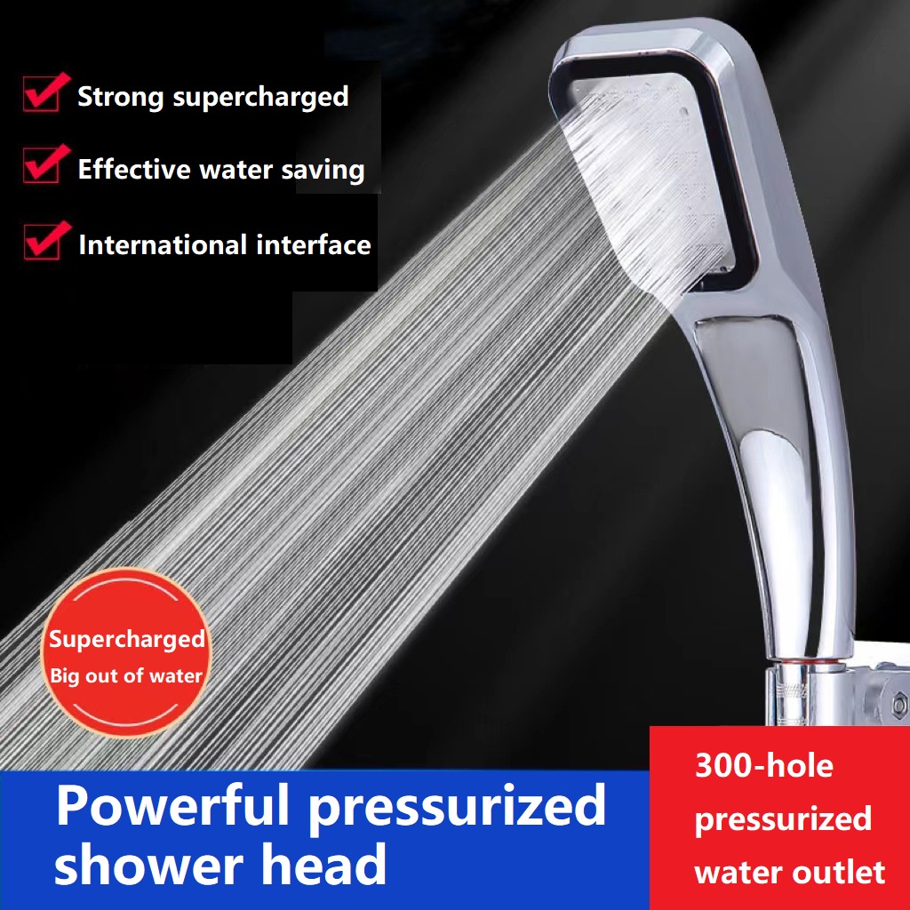 Powerful High-Pressure Shower 300 Hole Water Saving Booster Shower Head ...