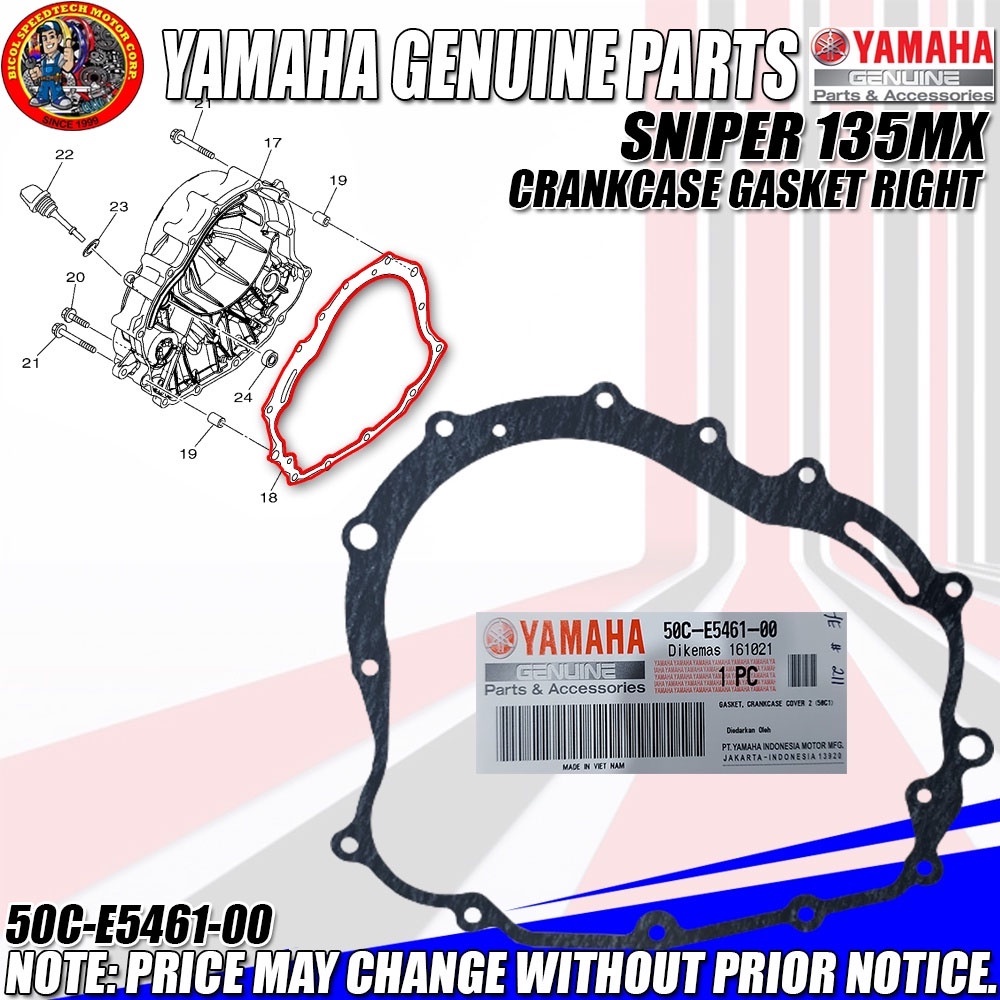 SNIPER 135 MX GASKET CRANKCASE RIGHT (YGP) (Genuine: 50C-E5461-00 ...