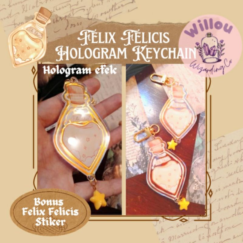 GANTUNGAN Harry potter Key Chain FELIX FELICIS hologram KEYCHAIN Key ...