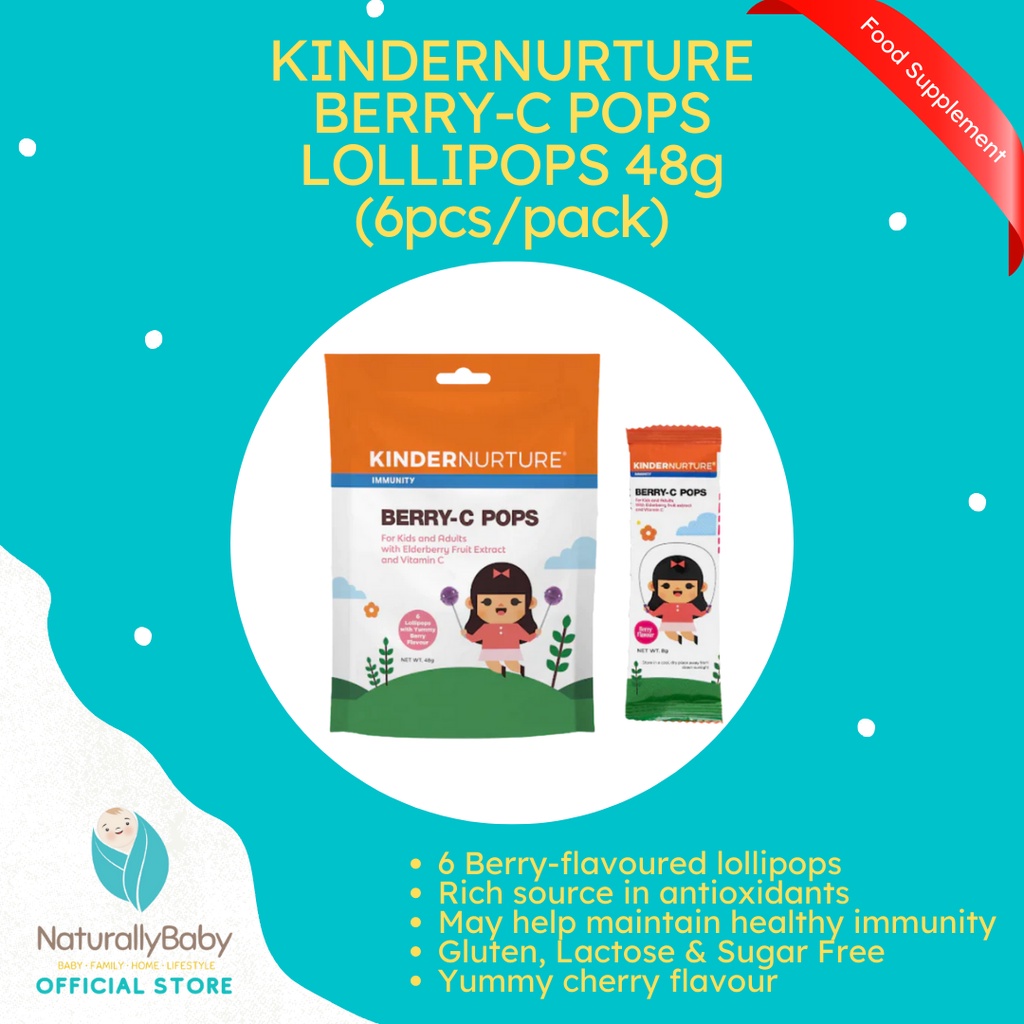 KinderNurture Berry-C Pops Lollipops 48g (6pcs/pack) | Shopee Philippines