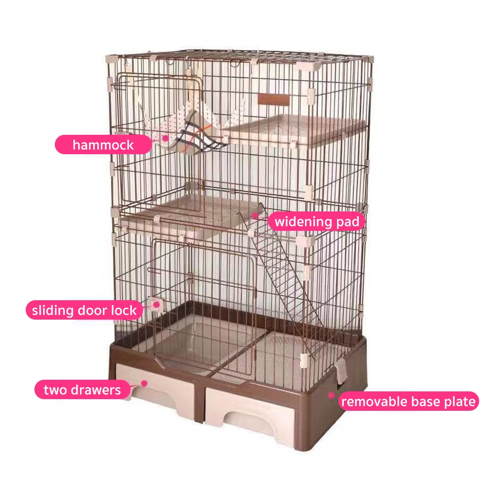 Multi-functional Cat Cage 3 Layer Stainless Steel Large Villa Cat Cage ...