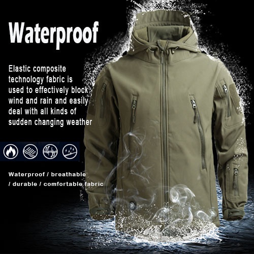 fashion Shark Skin Soft Shell Jackets Men Tactical Windproof Waterproof ...