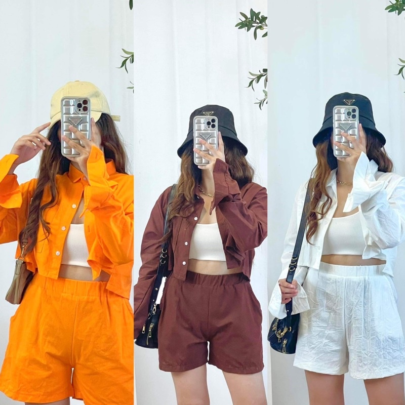 JESSIE CROP POLO SET | Shopee Philippines