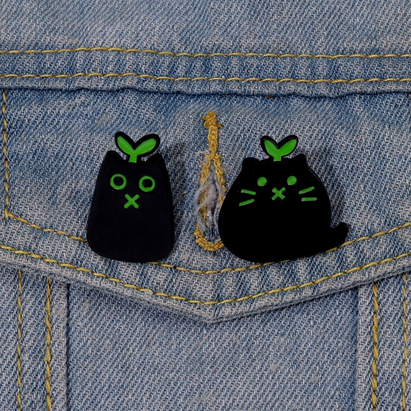 Cartoon Funny Black Cat Lapel Pin Backpack Badge Gift for Friend ...