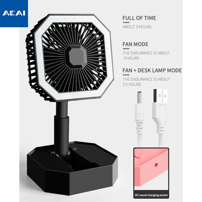 ACAI LIGHT FAN Chargeable Electric Fan Folding Fan with USB Charging ...