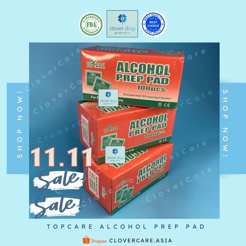 TOPCARE Alcohol Prep Pad (100pcs/box) | Shopee Philippines