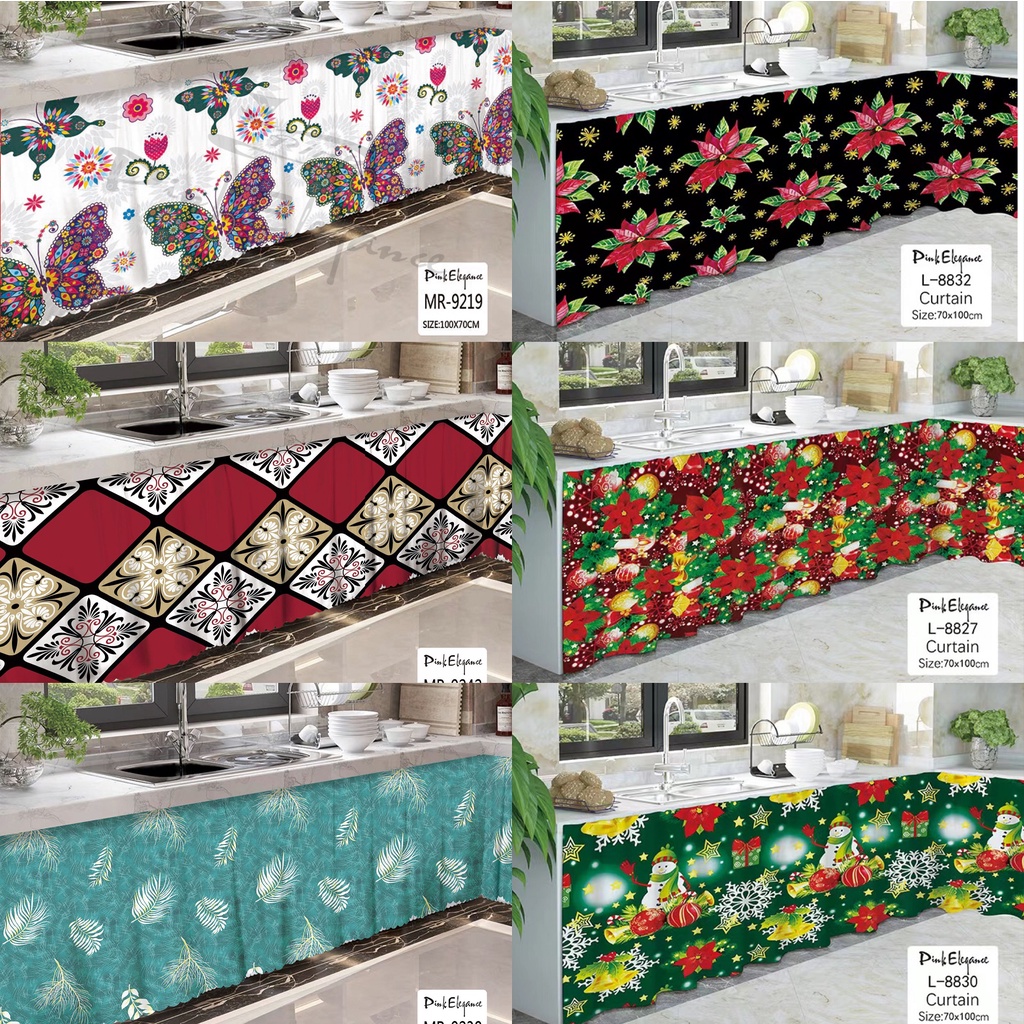New Printed Christmas Design Kitchen Lababo Sink Curtains Size 100x70 ...