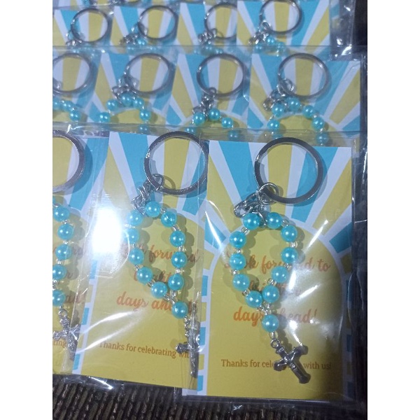 #2 Mini Rosary Keychain w/ Personalized Card Birthday Wedding House ...