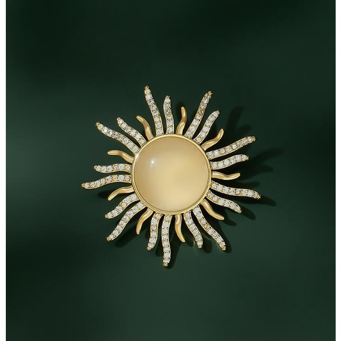 Flash Diamond Opal Sun Collar Pin Anti-Glare Brooch Buckle Women ...