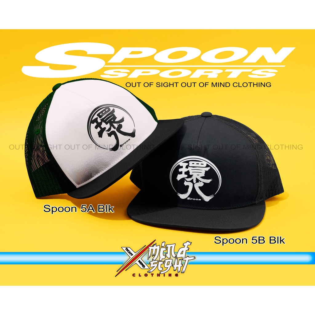 Spoon 30th logo and Japanese character logo Trucker Hat Car guy Cap Net ...
