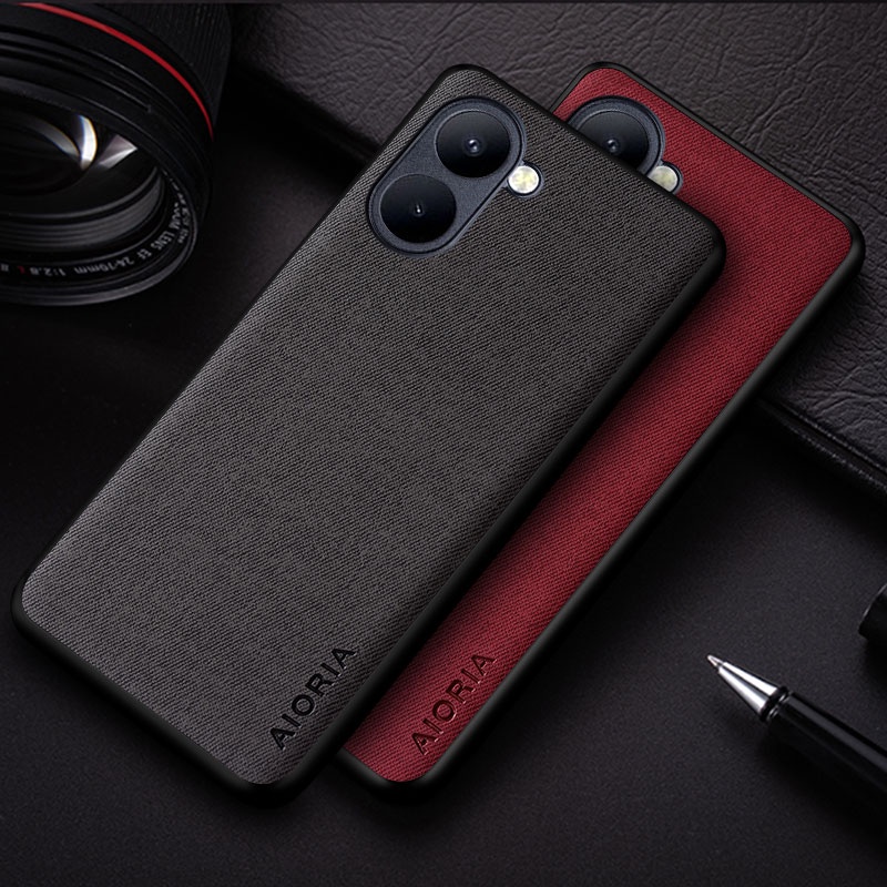 Case for Oppo Realme C33 coque simple design solid color textile ...
