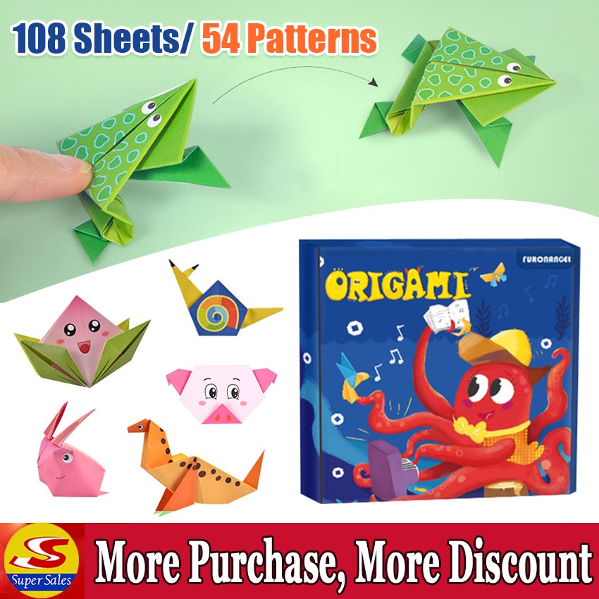 【SuperSales】54 Animal Patterns Folding Paper Book Origami Kit 3D Puzzle ...