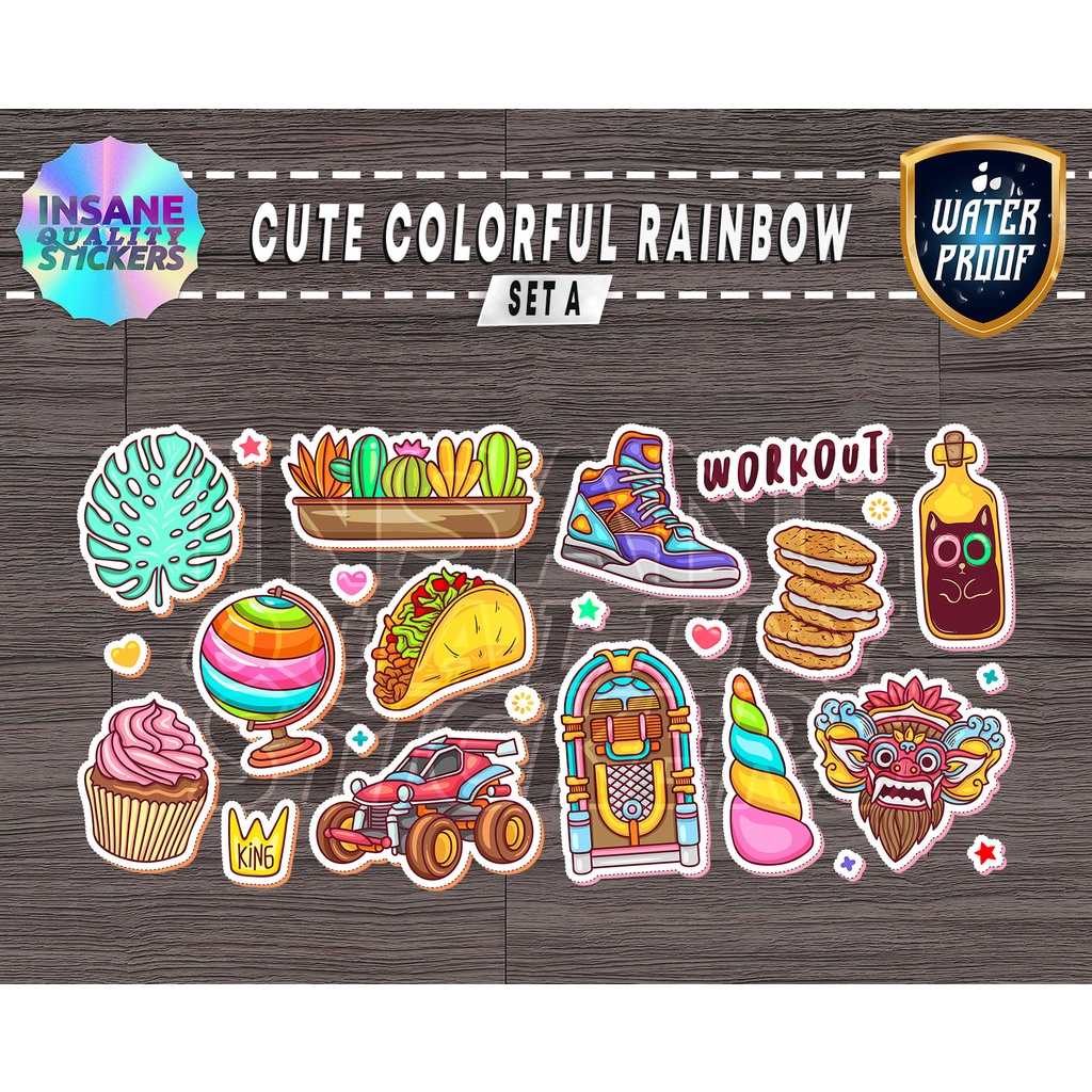 Cute Colorful Rainbow Candy Aesthetic Sticker Quality Hologram Glitters ...