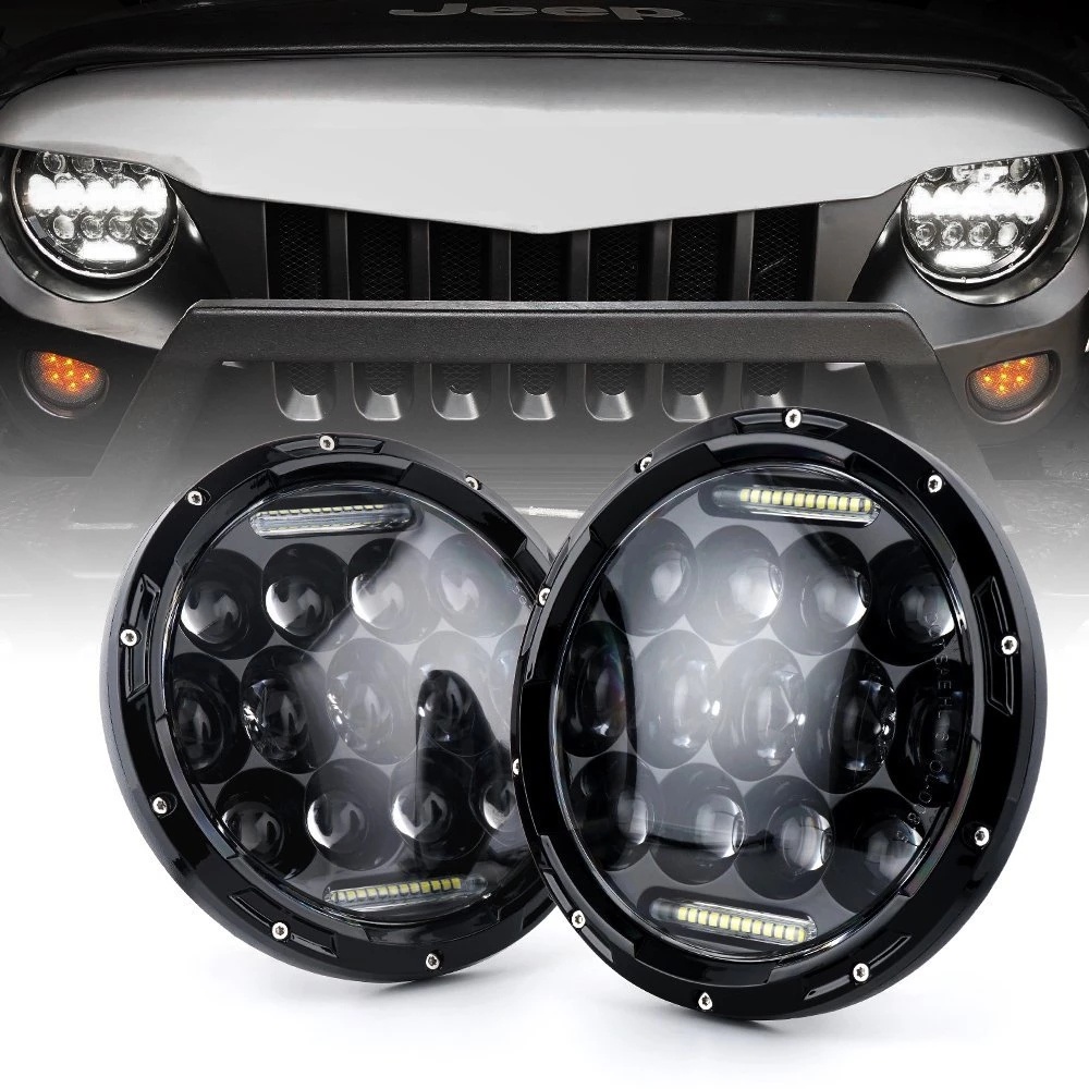 2Pcs 400W 7'' Led Headlight H4 High Low Beam Round Cars Running Lights ...