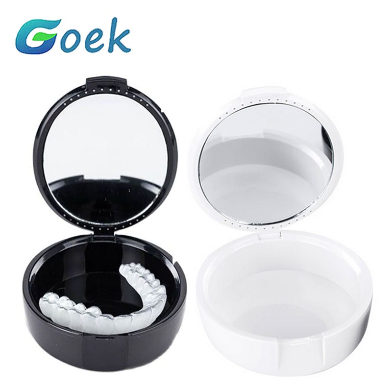 Tooth Storage Box With Mirror Oval Denture Storage Orthodontic Retainer ...