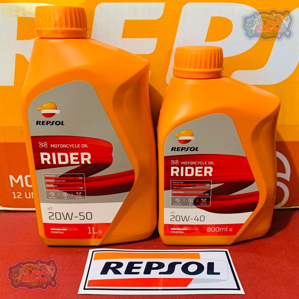 Repsol Oil Rider 4T 20W-50 1 Liter & 20W-40 800ml - Premium Mineral ...