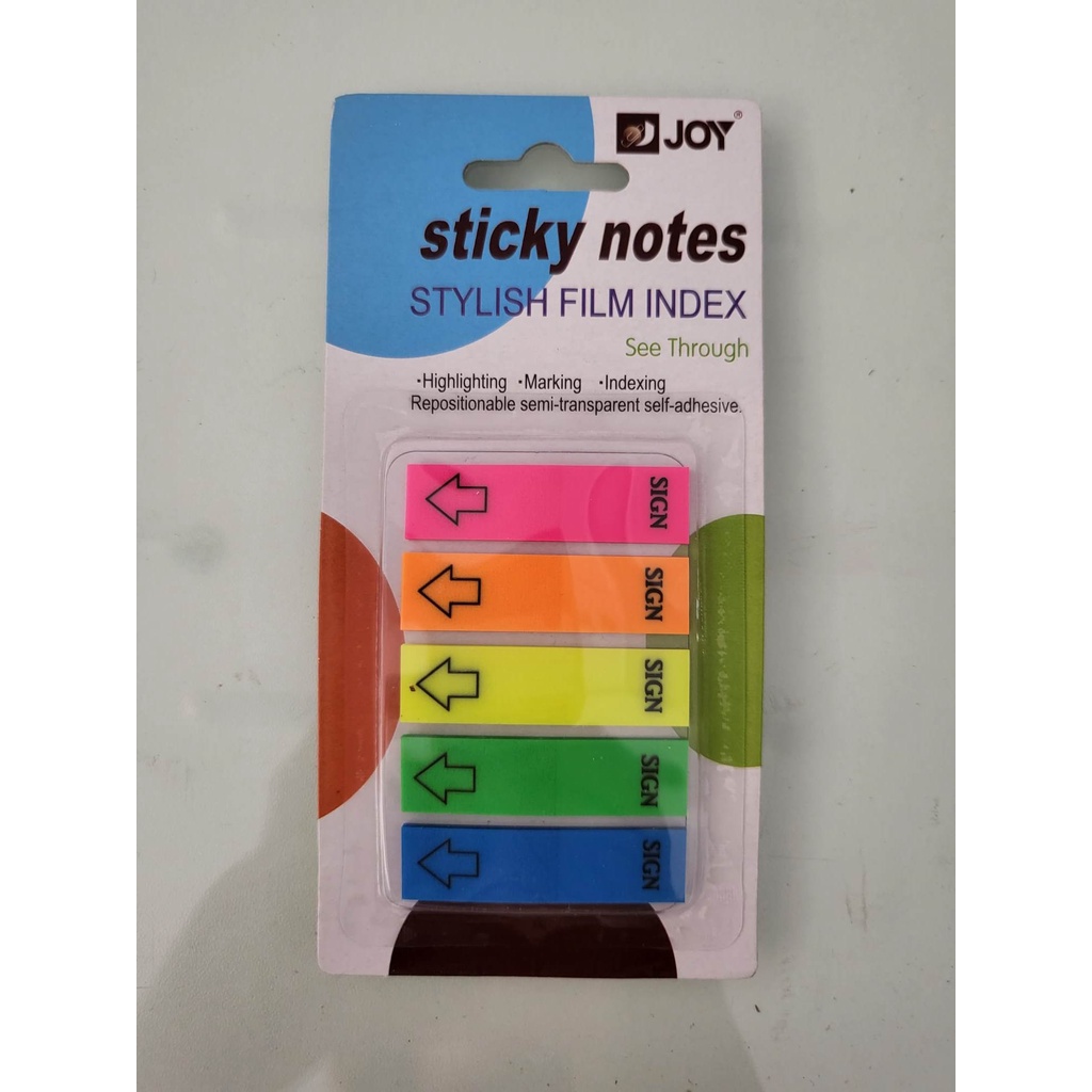 Joy Sticky Notes Stylish Film Index PET 5 in 1 Sign Here Arrow Flag ...