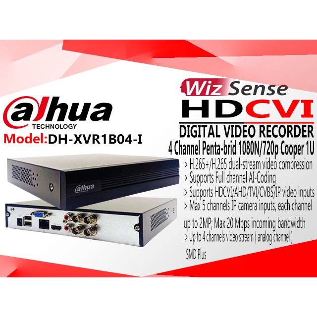 CCTV Recorder: 4Channel Dahua XVR 1080P HD CVI (Copper) | Shopee ...