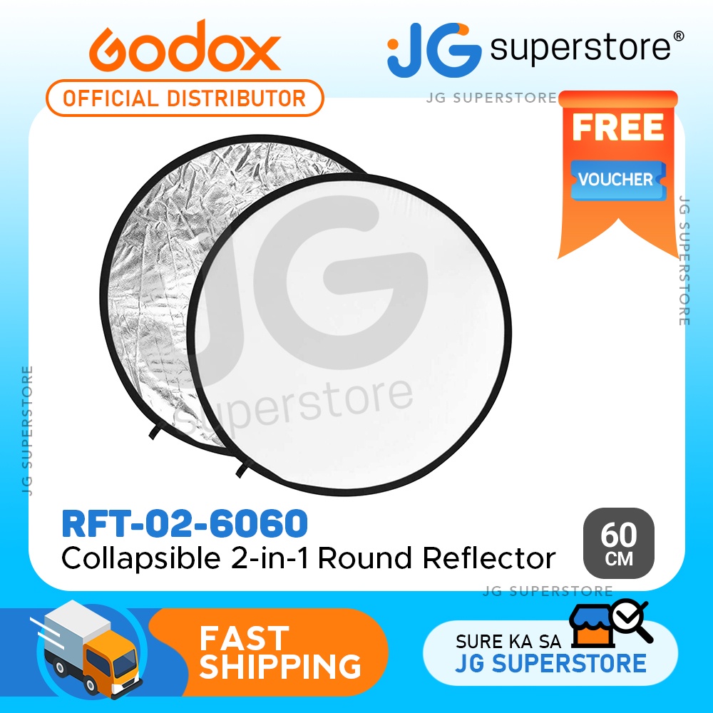 Godox RFT-02 60 x 60 CM 2-in-1 Collapsible Reflector (Silver/White ...