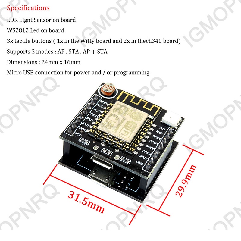 ESP8266 serial WIFI Witty cloud Development Board ESP-12F module MINI ...