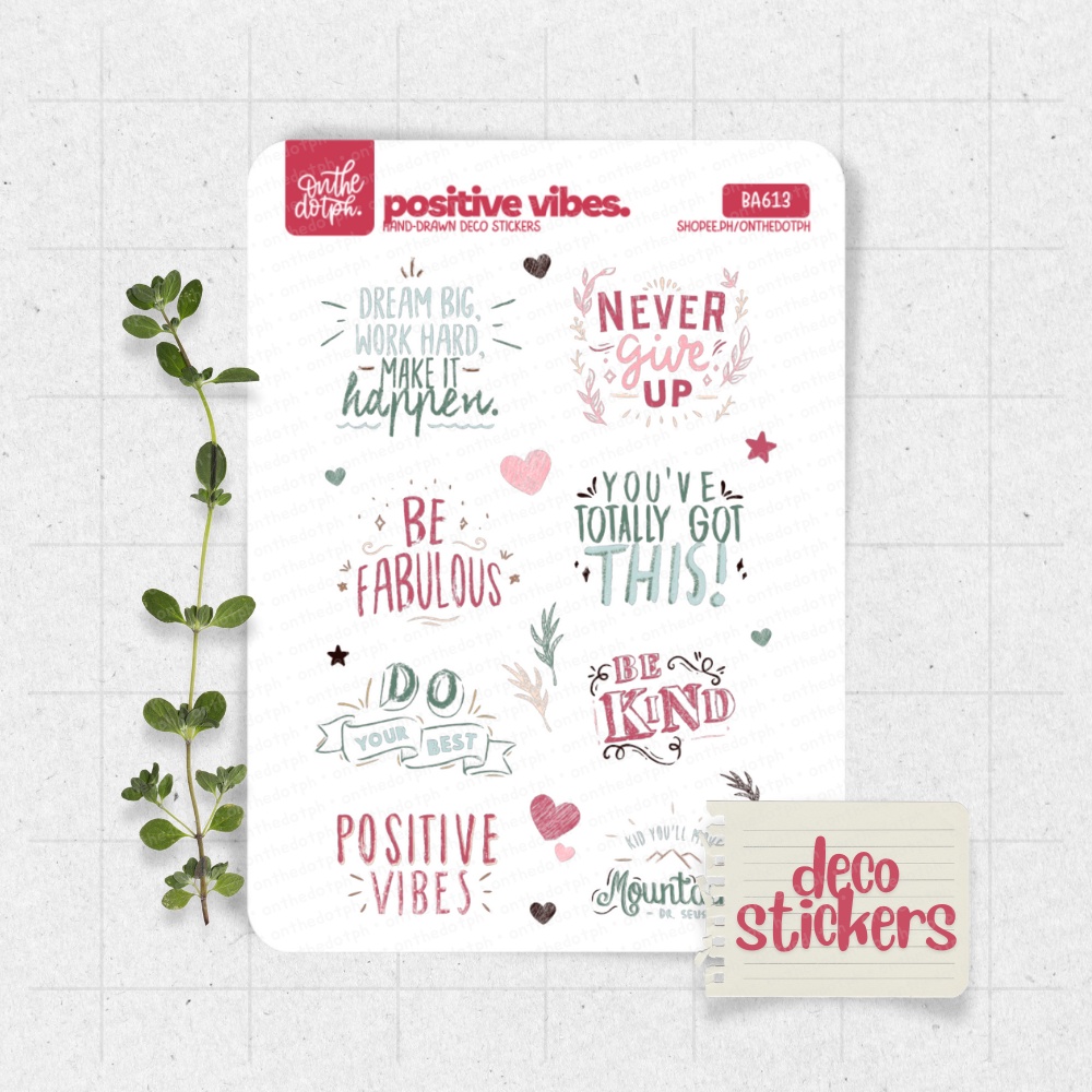 positive vibes sticker sheet • decorative for journals, planners ...