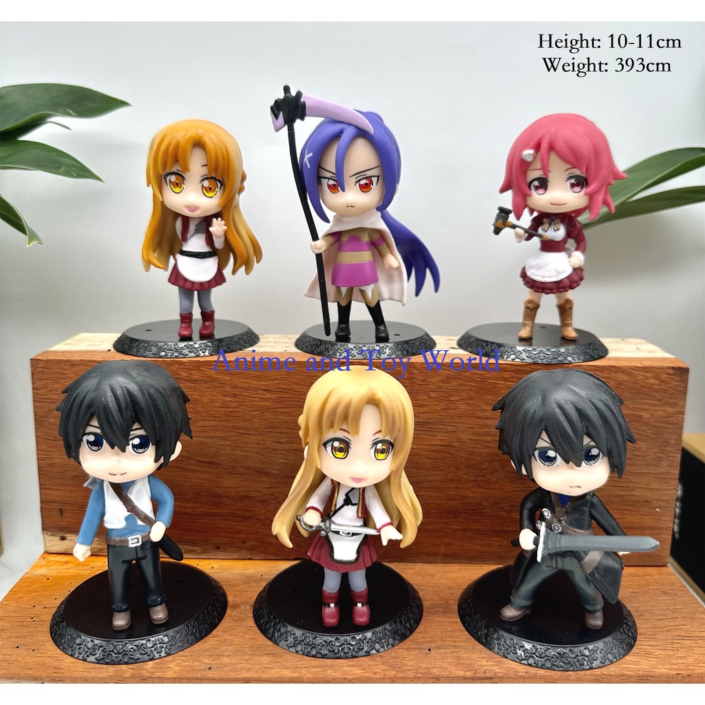 Sword Art Online Kirito Asuna Set of 6 SAO Collectible Action Figure ...