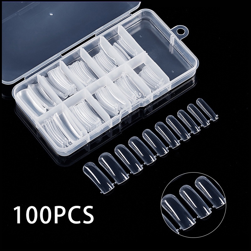100 Pcs Press On Nails Capsule Fingernails False Nail Gel Extended Tips ...