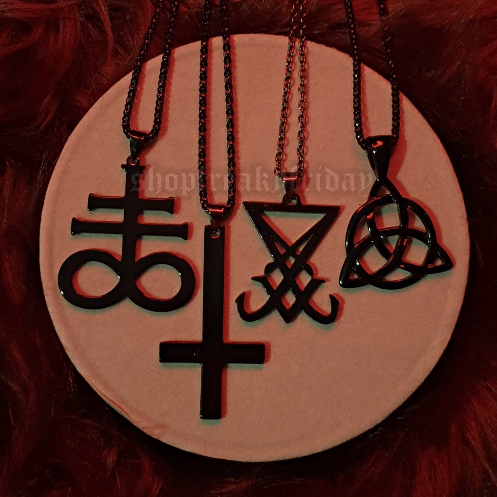 Gothic Satanism Celtic Symbol Inverted Cross Sigil of Lucifer Necklace ...