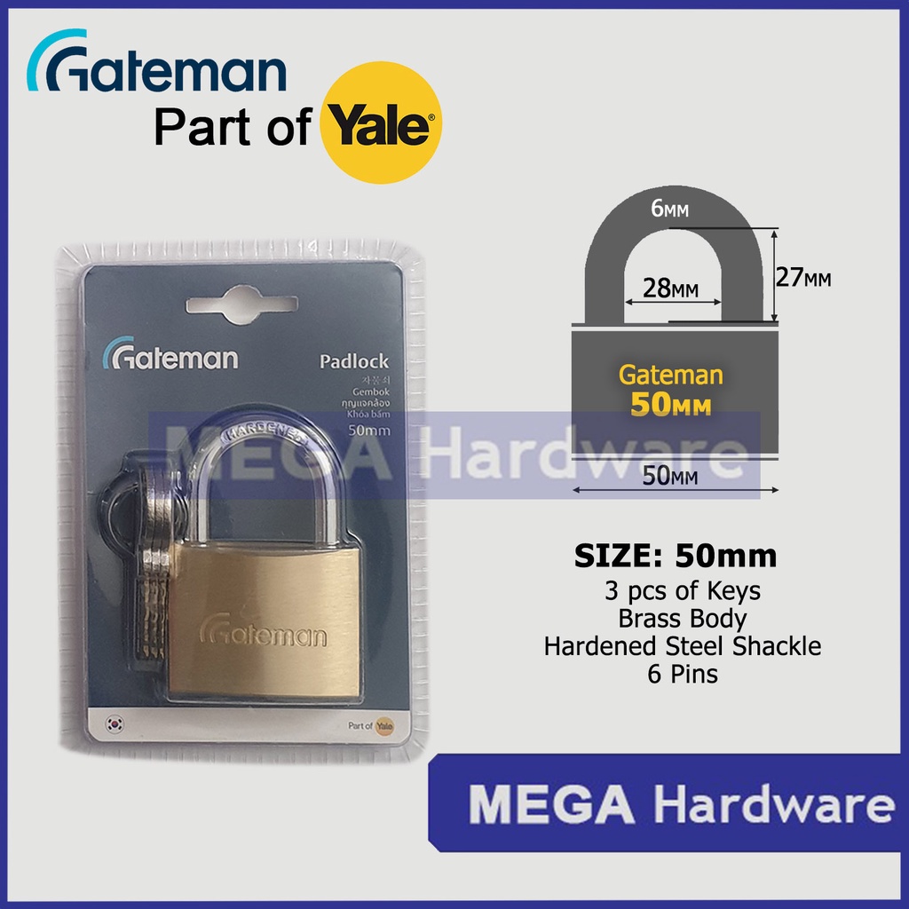 Yale Gateman Brass Padlock 30mm 40mm 50mm 60mm (4-pin, 5-pin or 6 pin ...