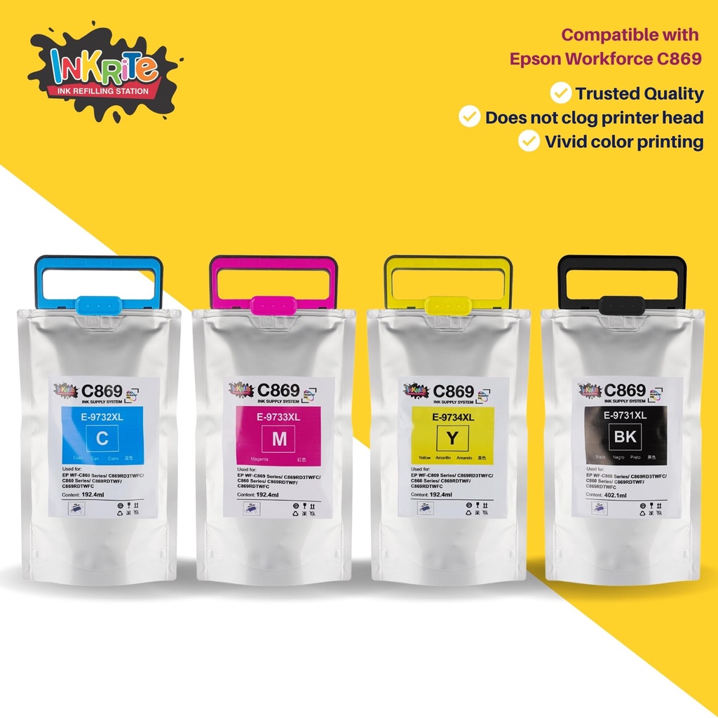 Inkrite Pigment Ink Bag for Epson Workforce Pro C869 C869R C869RD3TWFC C860 C869RDTWF | Shopee ...