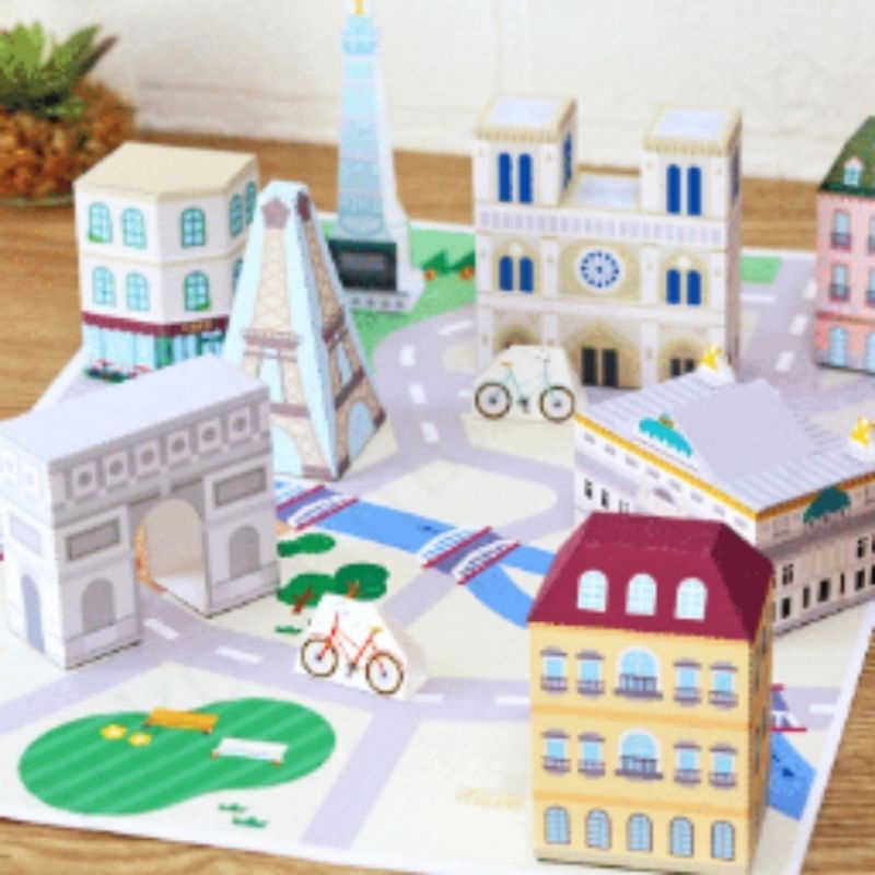 Paper Craft Diorama Map Of Paris Papercraft Miniature World Cityscape ...