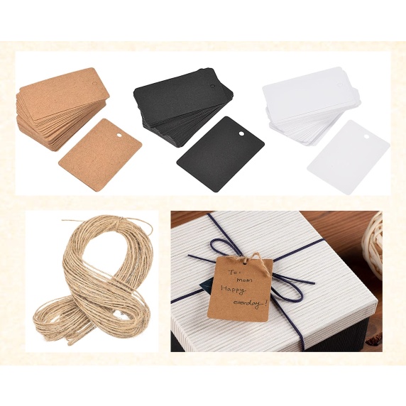 Kraft Paper Gift Tags Brown, White or Black (Plain RECTANGLE Shape ...