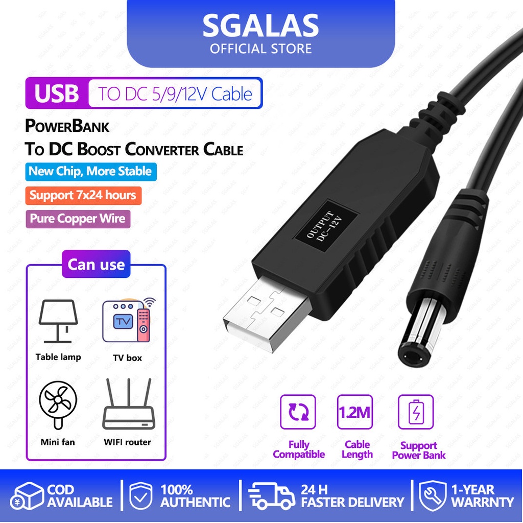 SGALAS Powerbank To Wifi Router Modem USB Booster Charging Cable Output ...