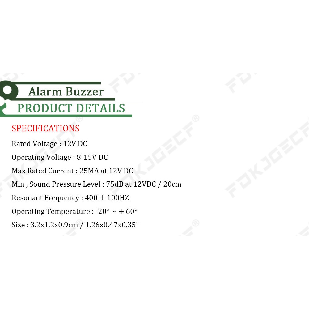 Alarm Buzzer DC 12V 85dB Mini Electronic Alarm Buzzers Constant Tone ...