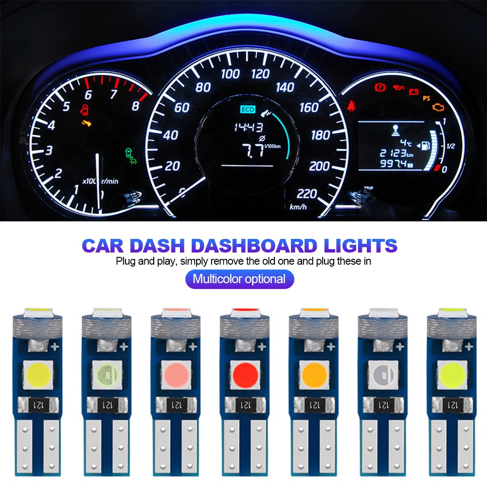 1/5/10Pcs/set T5 LED Bulb W3W W1.2W Led Canbus Car Interior Lights Dashboard Warming Indicator ...