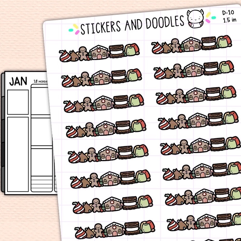 D10-1.5in Jolly Candy Border Design for Standard columns Planner ...
