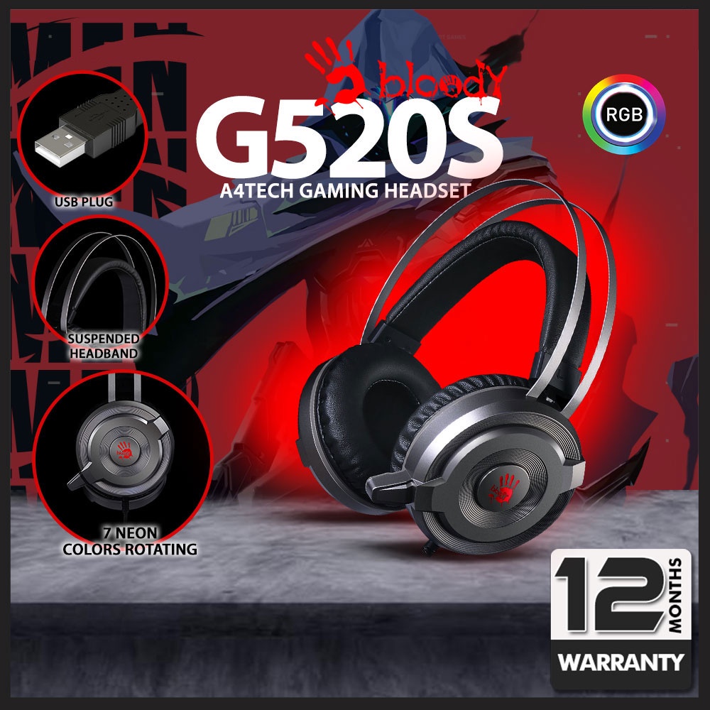 A4TECH BLOODY G520s RGB Gaming Headset / USB Plug and Adjustable ...