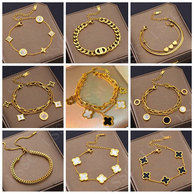 Four Leaf Clover Bracelet for Women Non Tarnish Stainless Bracelets ...