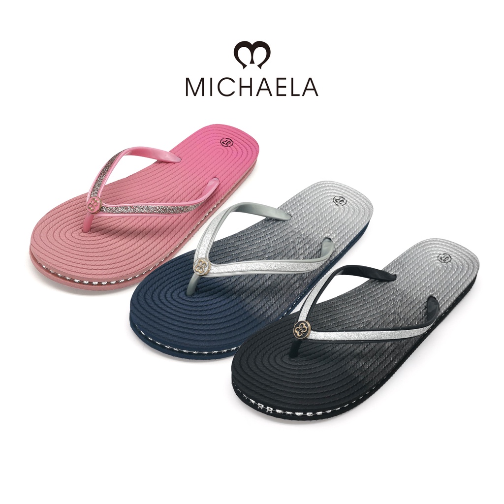 MICHAELA Rhinestones Flip Flops for Women Gradient Color Pool Beach ...