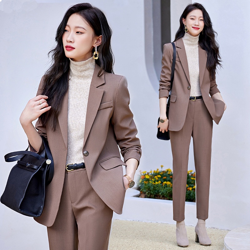 6239 Coffee Color Suit Suit Female Autumn Feel Temperament Goddess Fan ...