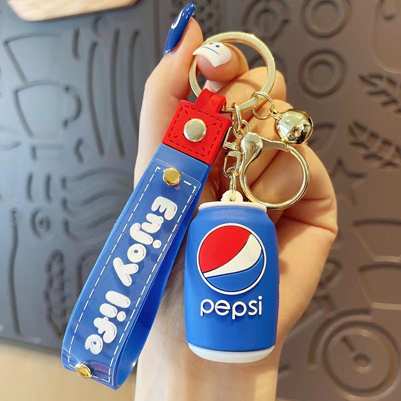 New cartoon drink Coke keychain exquisite Starbucks Pepsi backpack ...