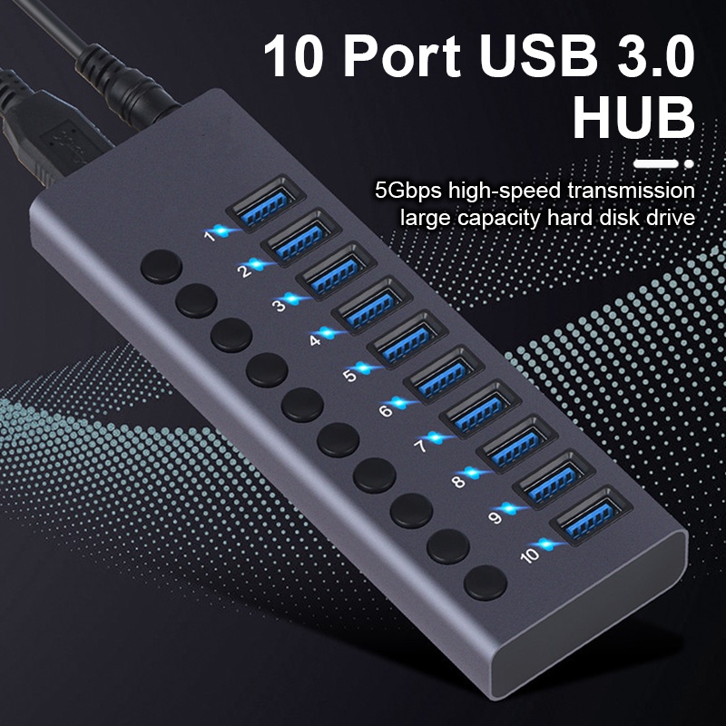 10 USB Adapter Usb 3.0 Port HUB Splitter Plug&Play Expander Extension ...