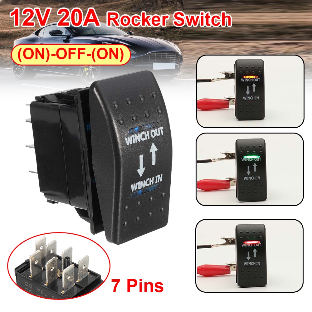12V 20A Rocker Swit Winch Out—Winch In (ON)-OFF-(ON) Rocker Switch ...