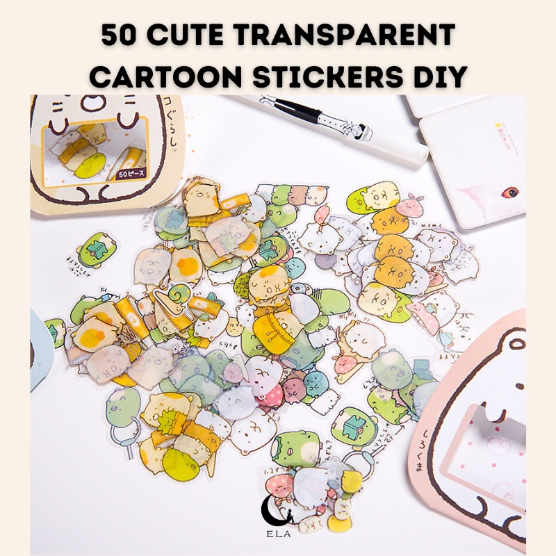 50 Cute Transparent Cartoon Stickers DIY | Shopee Philippines