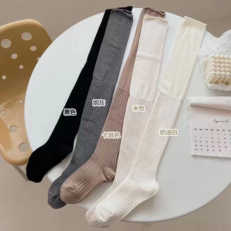 Knee length stockings Autumn and winter milk white women khaki high ...