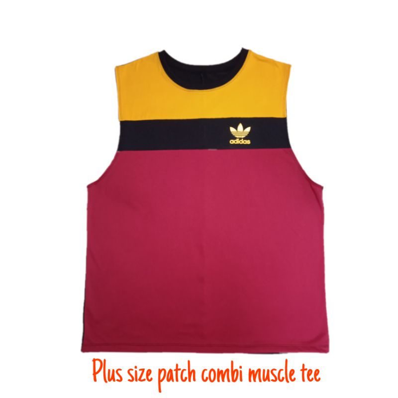 Plus size patch combi muscle tee sando plain can fit 2xl to 5xl ...