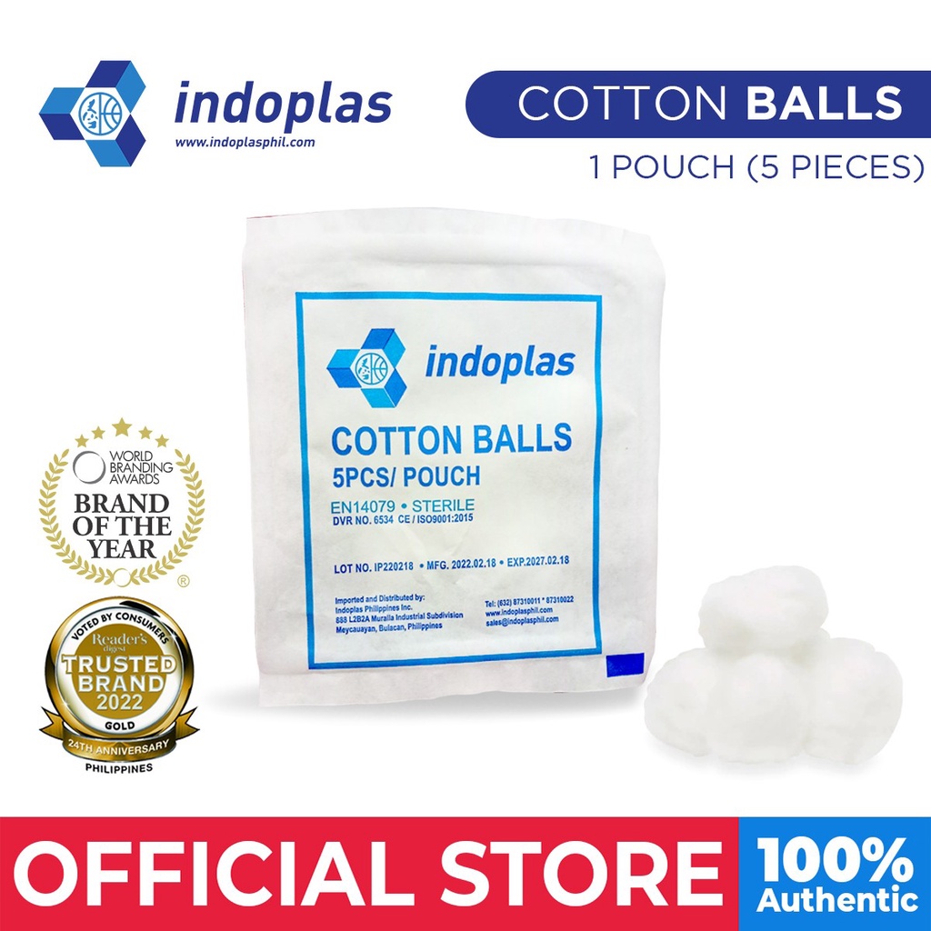 Indoplas Sterile Cotton Balls - 1 Pack (5 Pcs) | Shopee Philippines