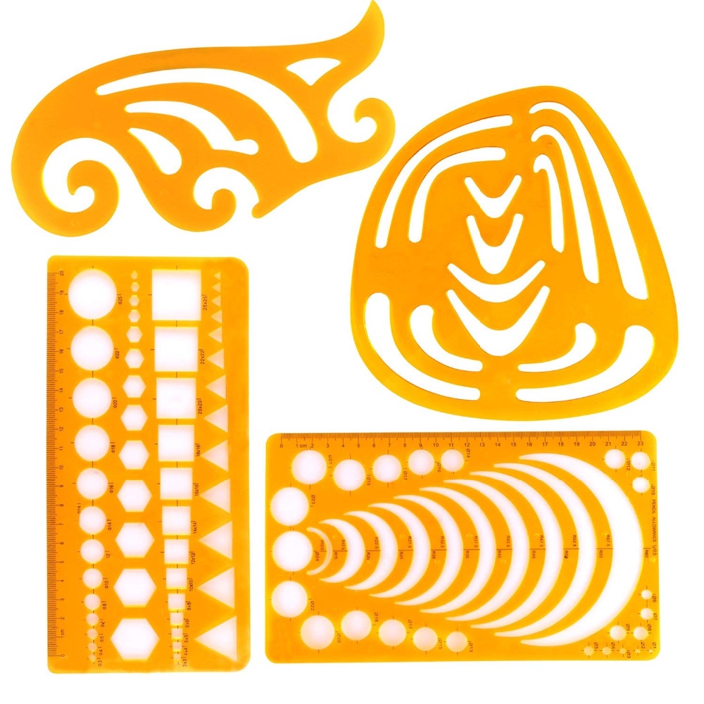 4 PCS Circle Radius Master Drawing Arc Template Stencil, French Curve ...