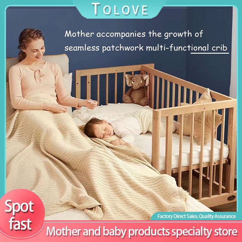 3 in 1Baby Crib Solid Wood Crib Multifunctional Cradle Bed Wood Crib ...