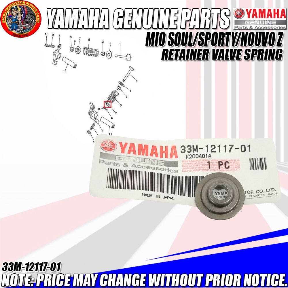 MIO SOUL/SPORTY/NOUVO Z RETAINER VALVE SPRING (YGP) (Genuine: 33M-12117 ...